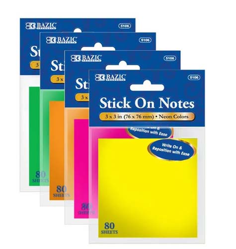 Departments - BAZIC NEON STICK ON NOTES